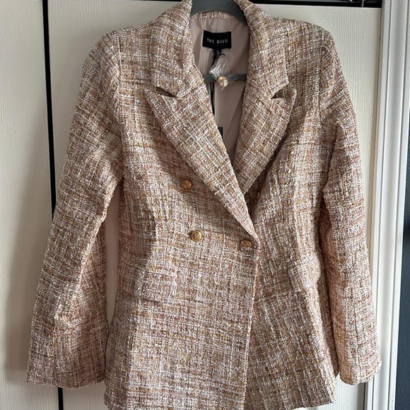 Freya | Jackets & Coats | Freya Long Sleeve Metallic Tweed Blazer In ...